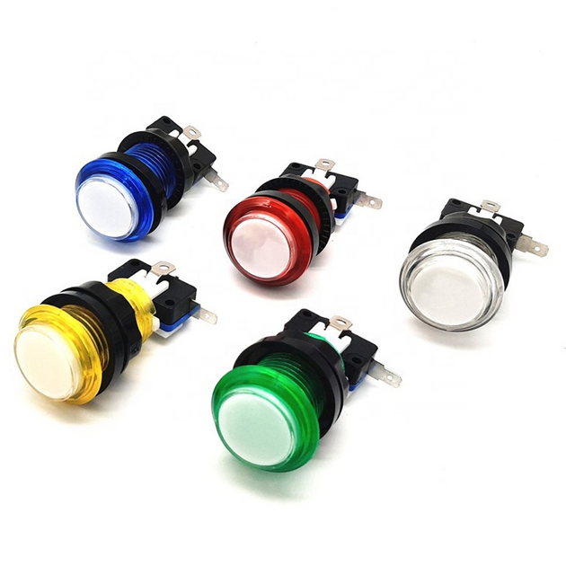 cheap price arcade 28mm screw led flashing transparent push buttons with light rgb illuminated ...