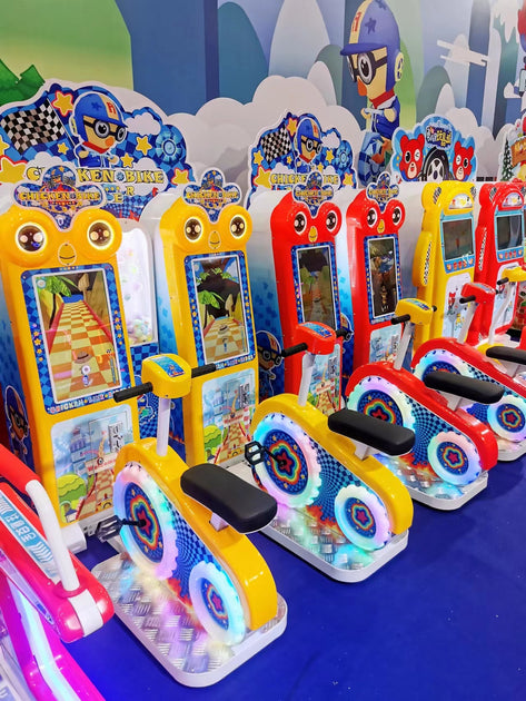 Dual Player Kids Arcade Sport Machine Coin-Operated Chicken Bike Rider ...