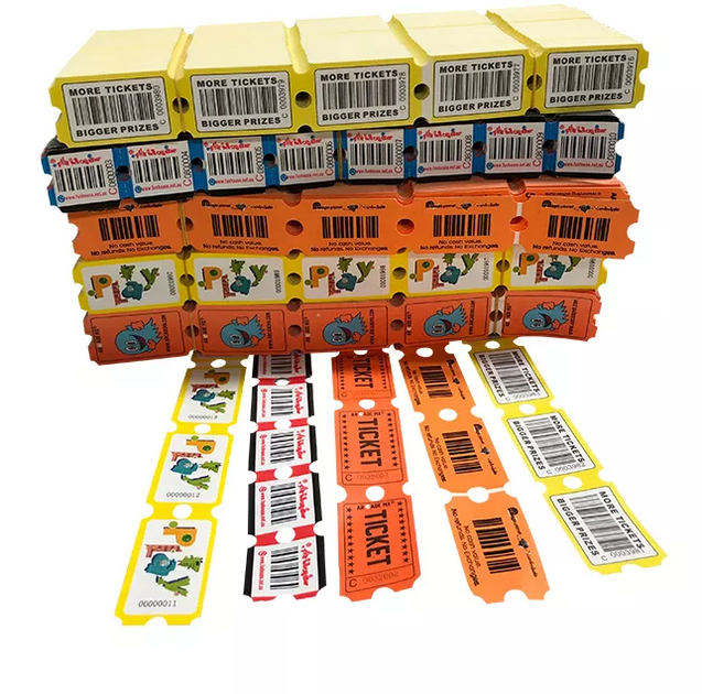 Redemption ticket game machine lottery custom ticket 180g barcode for ...